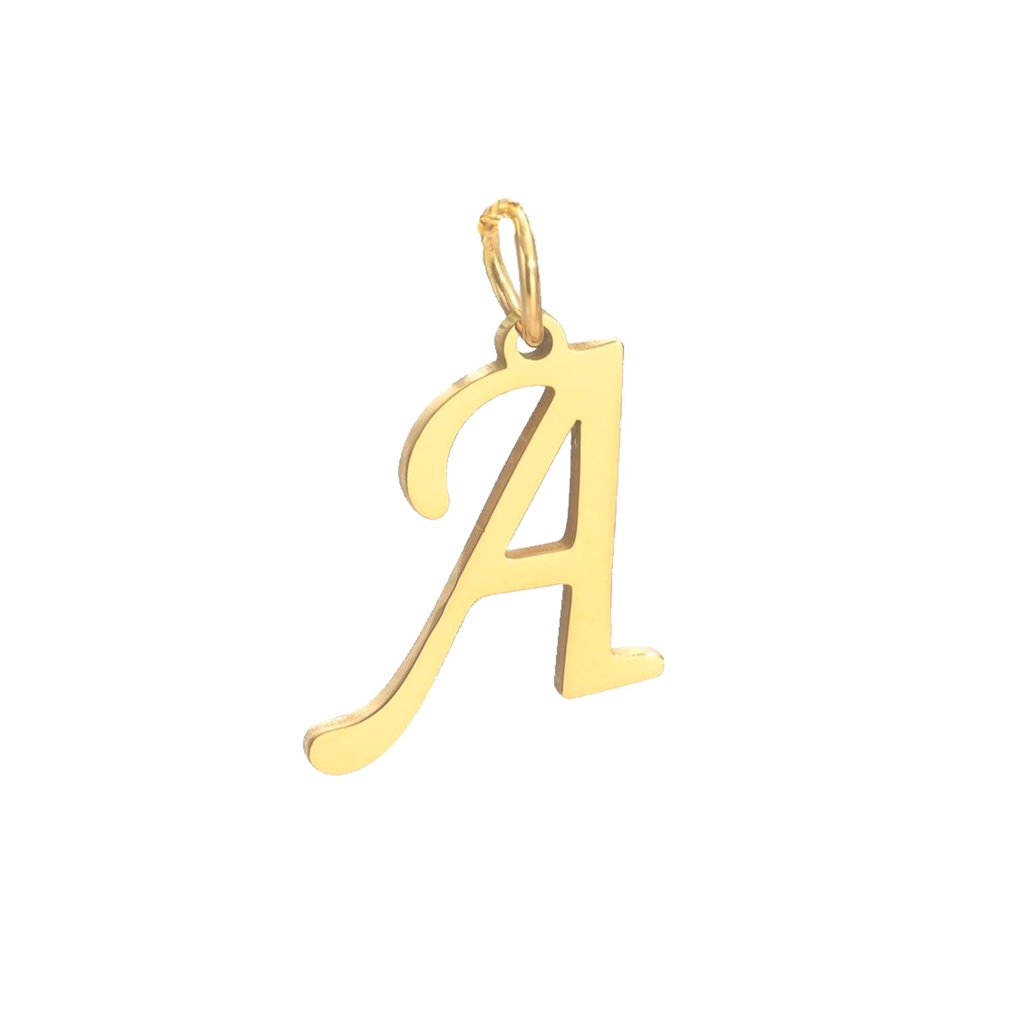 Dije Letra A , Inicial Nombre En Corsiva Oro 18 K – Joyería Renue